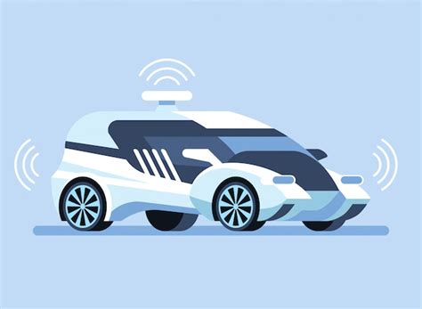 자율 자율 주행 자동차 일러스트 프리미엄 벡터