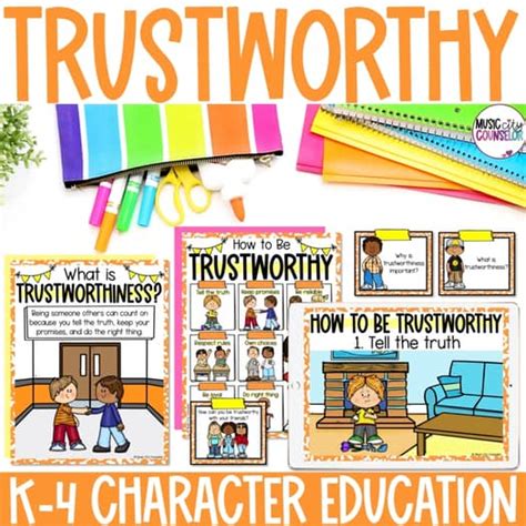Trustworthiness Lesson Character Education Trustworthy Character