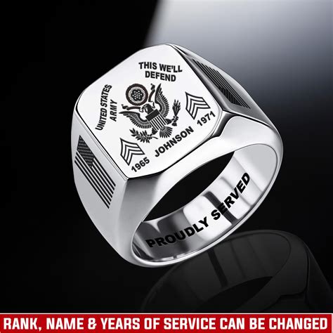 Us Army Proud Veteran Engraved Mens Ring Proud Us Veteran