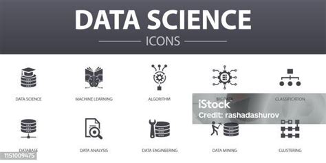 데이터 과학 간단한 개념 아이콘을 설정 합니다 기계 학습 빅 데이터 데이터베이스 분류 등의 아이콘을 포함 하 여 웹 로고 Ui