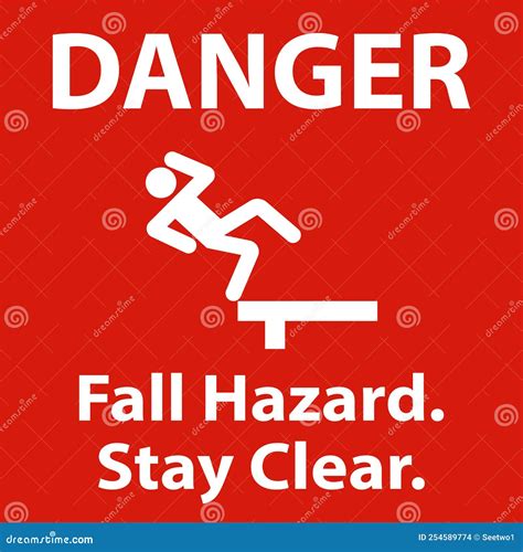 Danger Fall Hazard Beyond This Point Sign On White Background Cartoon Vector CartoonDealer Com
