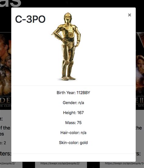 Github Danivonnecasanstarwarsapp Webpage That Shows The Data Of The