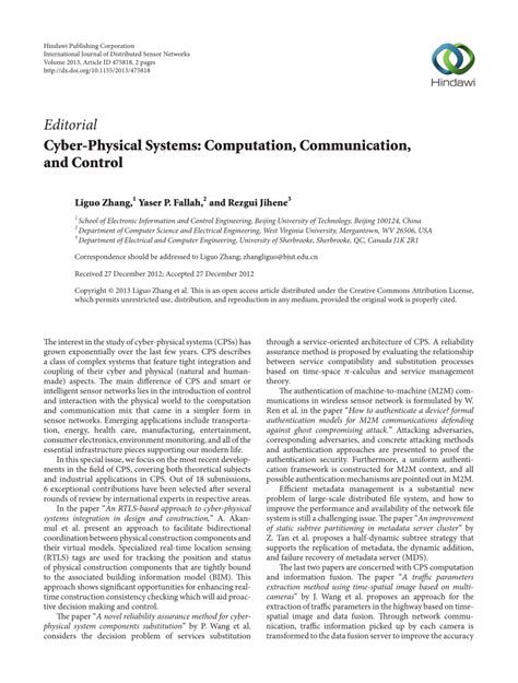 Pdf Cyber Physical Systems Computation Communication And Control