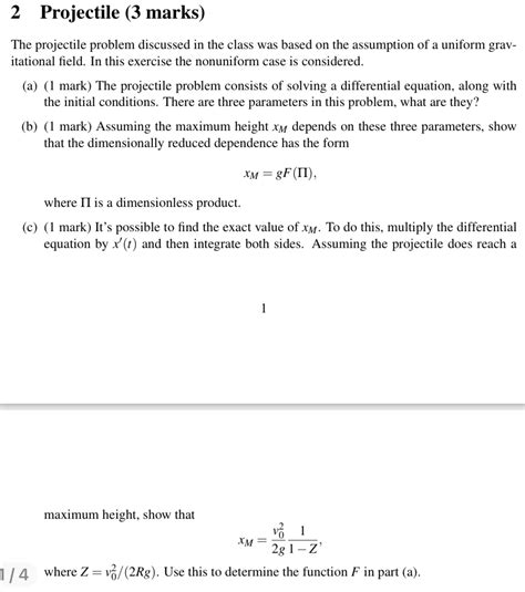 The Projectile Problem Discussed In The Class Was