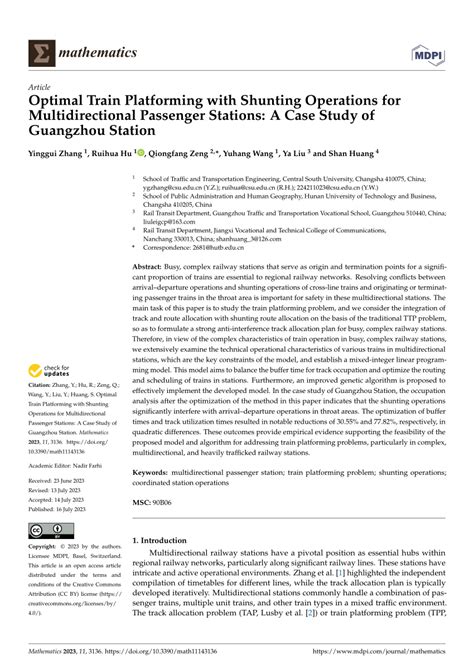 Pdf Optimal Train Platforming With Shunting Operations For