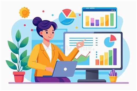 A Businesswoman Examines Various Data Visualizations On Her Computer