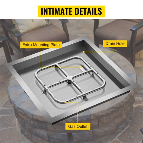 Vevor Drop In Fire Pit Pan 36 X 36 Square Fire Pit Burner Stainless
