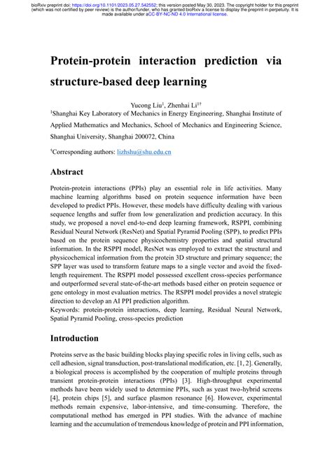 pdf protein protein interaction prediction via structure based deep
