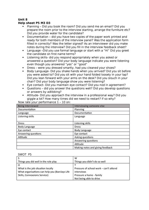 Good Revision Notes Unit Help Sheet P M D Planning Did You Book The Room Did You Send