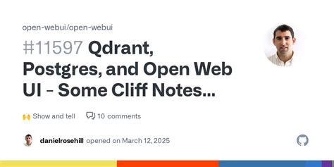 Qdrant Postgres And Open Web Ui Some Cliff Notes From Day 1 · Open Webui Open Webui