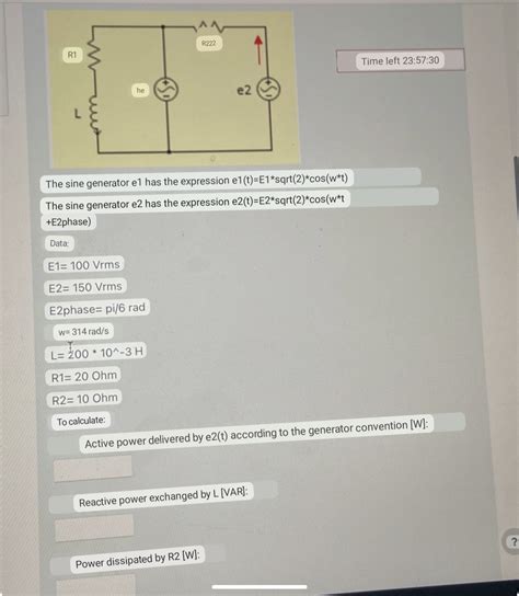 Solved Ie Generator E 1 Has The Expression E1 Chegg Com