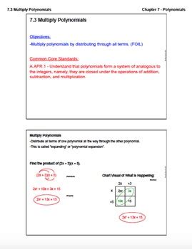 Multiply Polynomials Lesson With Homework By Infinitely Pi Learning