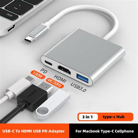 3 In 1 Type C To HDMI USB PD Charging Adapter USB C Digital AV Multiport Converter Shopee