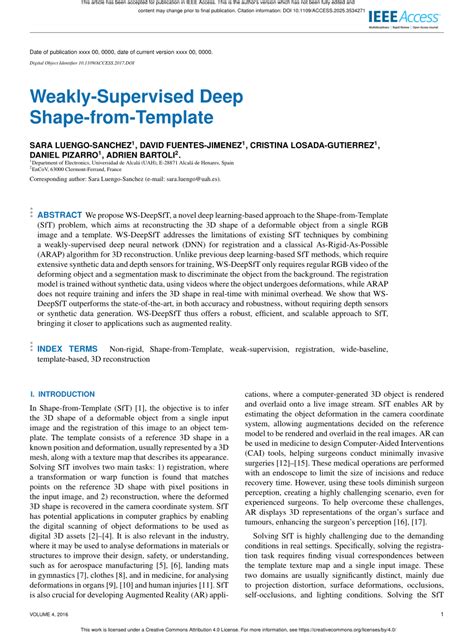 Pdf Weakly Supervised Deep Shape From Template