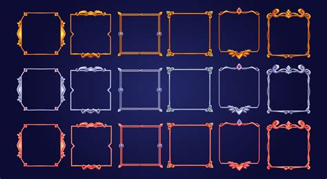 Set Of Square Ui Game Frames Medieval Borders 16265935 Vector Art At Vecteezy