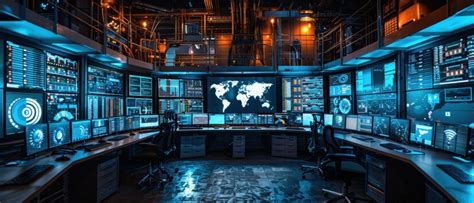 A Cybersecurity Operations Center With Multiple Monitoring Screens