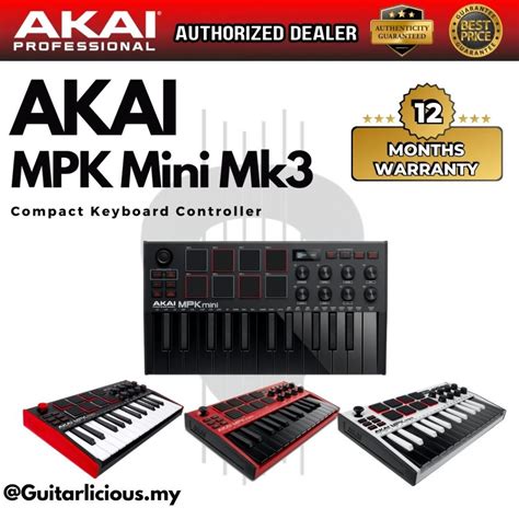 Akai Mpk Mini Mk3 Compact Keyboard Midi Controller Professional 25 Key Midi With 8 Pad And 8