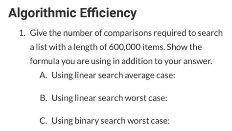 Solved Algorithmic Efficiency 1 Give The Number Of