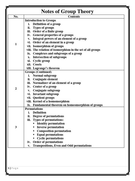 Nots Of Group Theory Pdf Group Mathematics Algebraic Structures