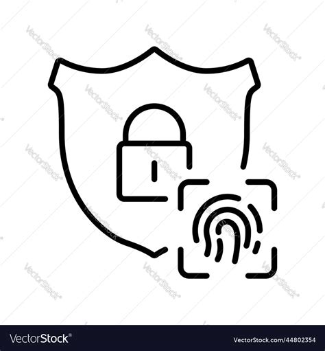 Fingerprint With Shield And Lock Line Icon Vector Image