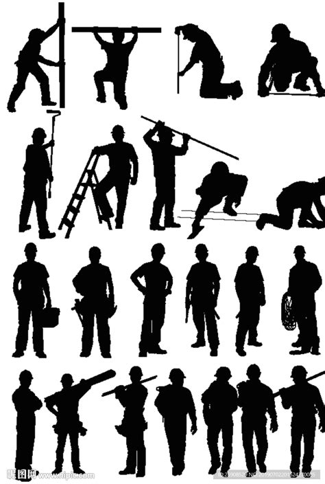 工人剪影矢量设计图 男性男人 人物图库 设计图库 昵图网