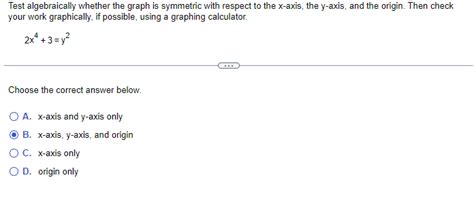 Solved Test Algebraically Whether The Graph Is Symmetric Chegg