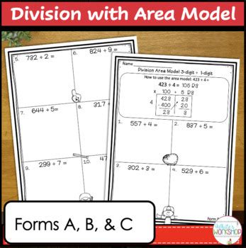 Area Model Division Worksheets Scaffolded And Differentiated Activities