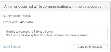 Hi I Am Facing An Issue While Trying To Connect To The Tableau Server Error Code 84223ada