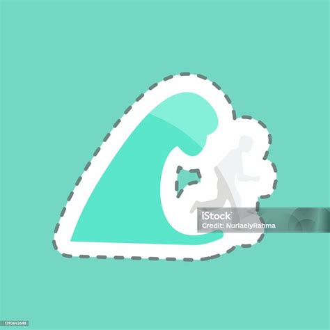 스티커 라인 컷 물 범람 재해 기호에 적합합니다 컬러 메이트 스타일 편집 가능한 간단한 디자인 디자인 템플릿 벡터 간단한 기호 그림 0명에 대한 스톡 벡터 아트 및 기타