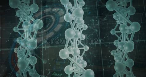 Image Of Molecules And Dna Strand Over Data Processing With Scope