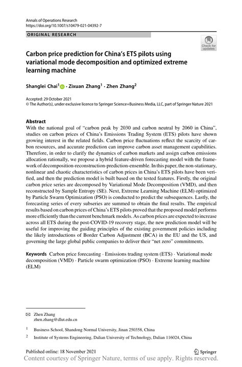 Carbon Price Prediction For Chinas Ets Pilots Using Variational Mode Decomposition And