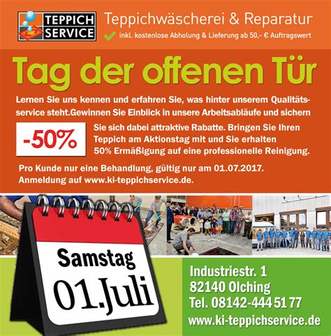 Tag Der Offenen T R Juli Teppichservice M Nchen Teppichreinigung
