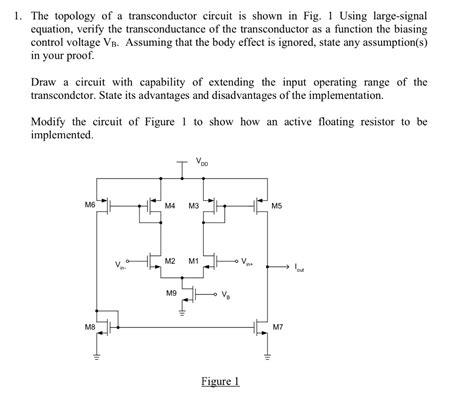 1 The Topology Of A Transconductor Circuit Is Shown In Fig 1 Using Large Signal Equation