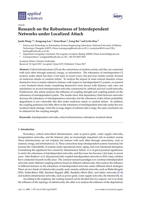 Pdf Research On The Robustness Of Interdependent Networks Under Localized Attack