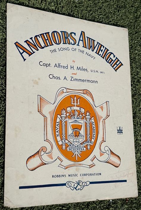 Anchors Aweigh • Us Navy Song • Naval Academy Crest • 1940s Patriotic
