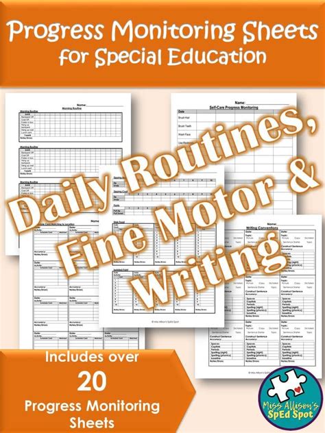 No Prep Fine Motor Daily Routine And Writing Iep Progress Monitoring Sheets Made By Teachers