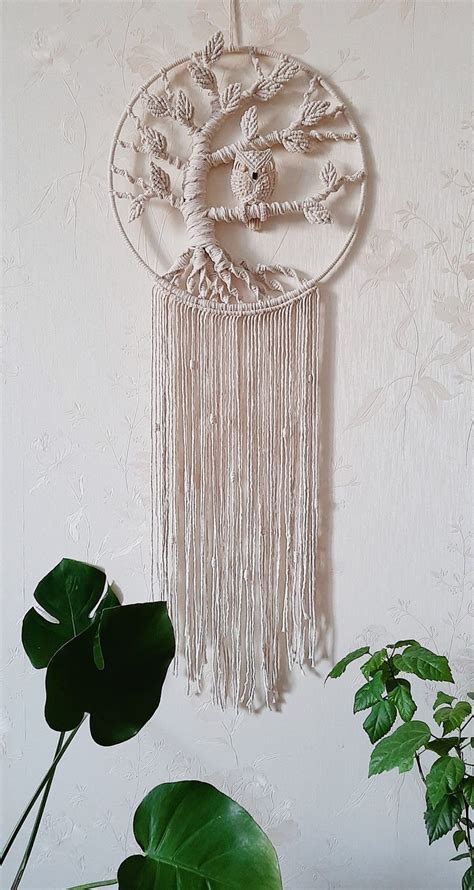 the tree of life owl macrame amulet Древо жизни Сова Макраме панно Оберег Поделки