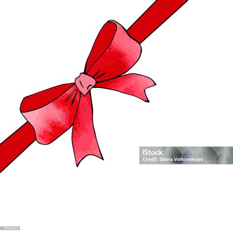 수채화 질감의 축제 빨간 리본 넥타이 활 휴일 디자인입니다 엽서 인사말 카드 로고 0명에 대한 스톡 벡터 아트 및 기타 이미지 Istock