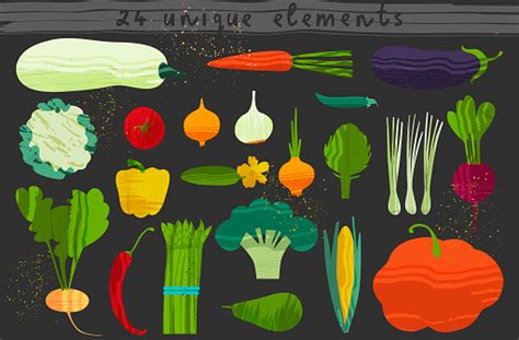 야채 세트입니다 채식주의 농장 박람회의 주제에 건강 식품 디자인의 벡터 일러스트 레이 션 농업 박람회에 대한 스톡 벡터 아트 및