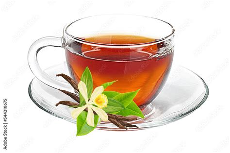 Cup Of Tea With Fresh Tea Leaves On A Saucer Transparent Background PNG Pro PNG Stock Photo