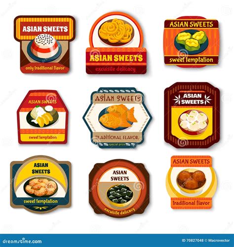 Asian Sweets Dishes Set Stock Vector Illustration Of Asian 70827048