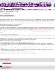 Written Assignment Unit 3 Pdf BUS 3306 01 Business And Society