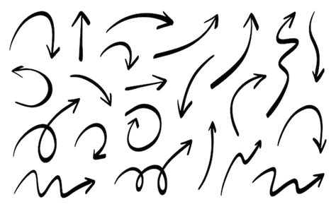 Premium Vector Hand Drawn Curved Arrows Set Doodle Style Collection Of Pointers Vector