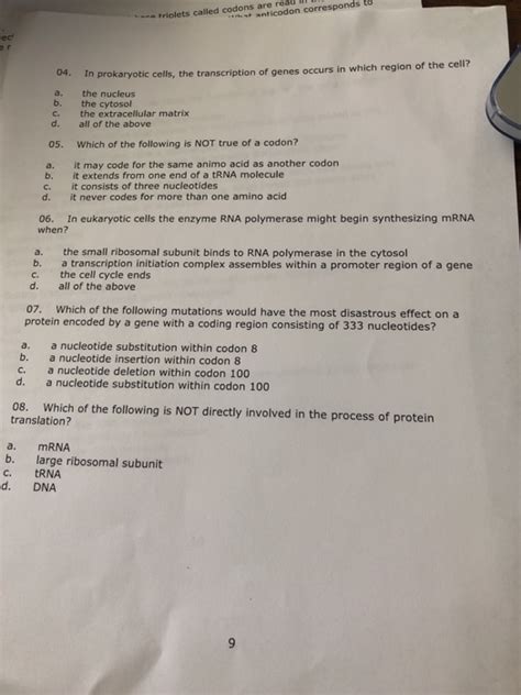 Solved A Triplets Called Codons Are Read T Anticodon