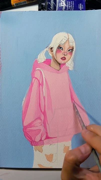 процесс рисования акриловыми красками в скетчбуке Youtube