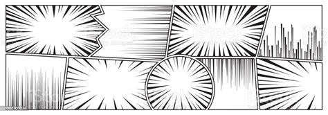 만화 효과 벡터 배경 만화 속도 라인 세트 모션 프레임 방사형 줌 추상 패턴 검은 선 폭발 스트라이프 일러스트레이션 만화책에 대한 스톡 벡터 아트 및 기타 이미지 Istock