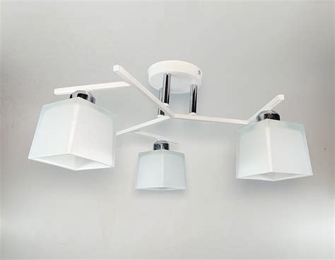 ᐉ Люстра стельова Хай тек 3280 3 на три плафона металева Білий • Краща ціна в Києві Україні