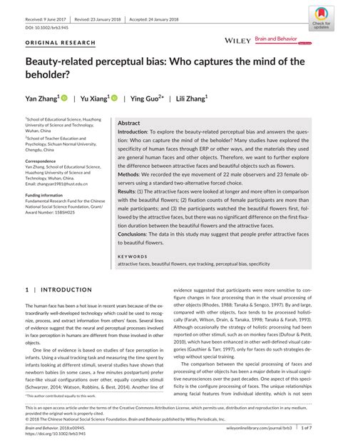 Pdf Beauty Related Perceptual Bias Who Captures The Mind Of The Beholder