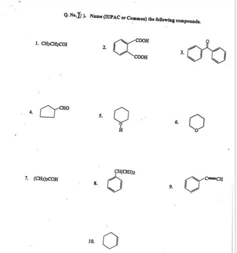 Solved Q No I Name IUPAC Or Common The Following Chegg Com