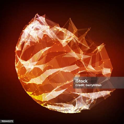 추상적인 벡터 다각형 손상 된 사이버 스 퓌 어와 삼각형 메쉬 구형 배경입니다 미래의 3d 조명 빛나는 입자 및 다각형의 영역을 왜곡 디지털 시작입니다 Ui 나 Hud